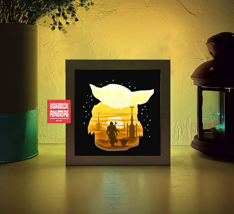 Baby Yoda Papercut Lightbox Template paper light box template, shadow ...
