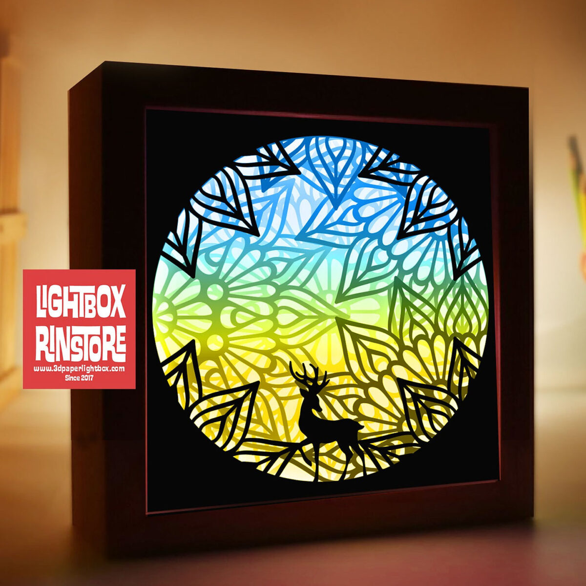 Deer Spirit paper light box template, shadow box template, shadow box ...