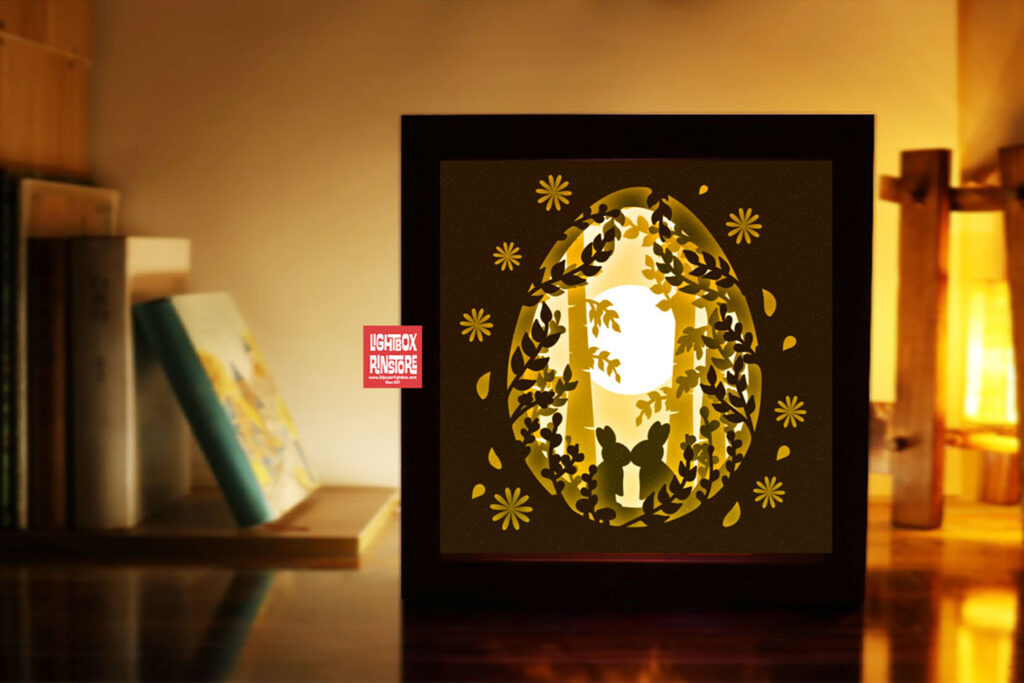 Rabbit Bunny Easter paper light box template, shadow box template ...