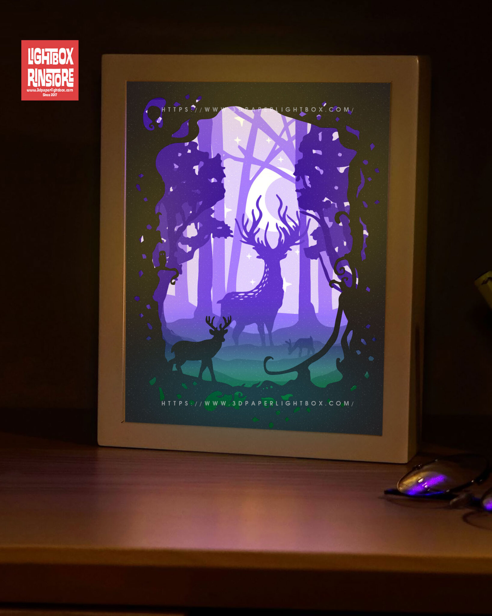 Deer Spirit paper light box template, shadow box template, shadow box ...