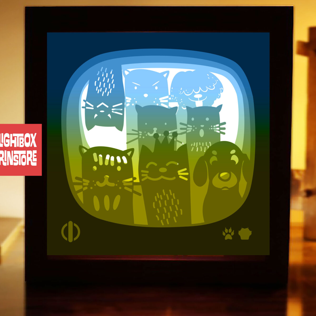 Cats paper light box template, shadow box template, shadow box art ...