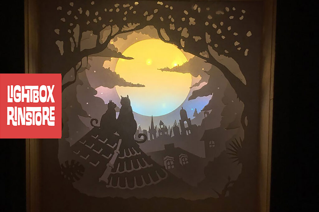 Moon Cats paper light box template, shadow box template, shadow box art ...