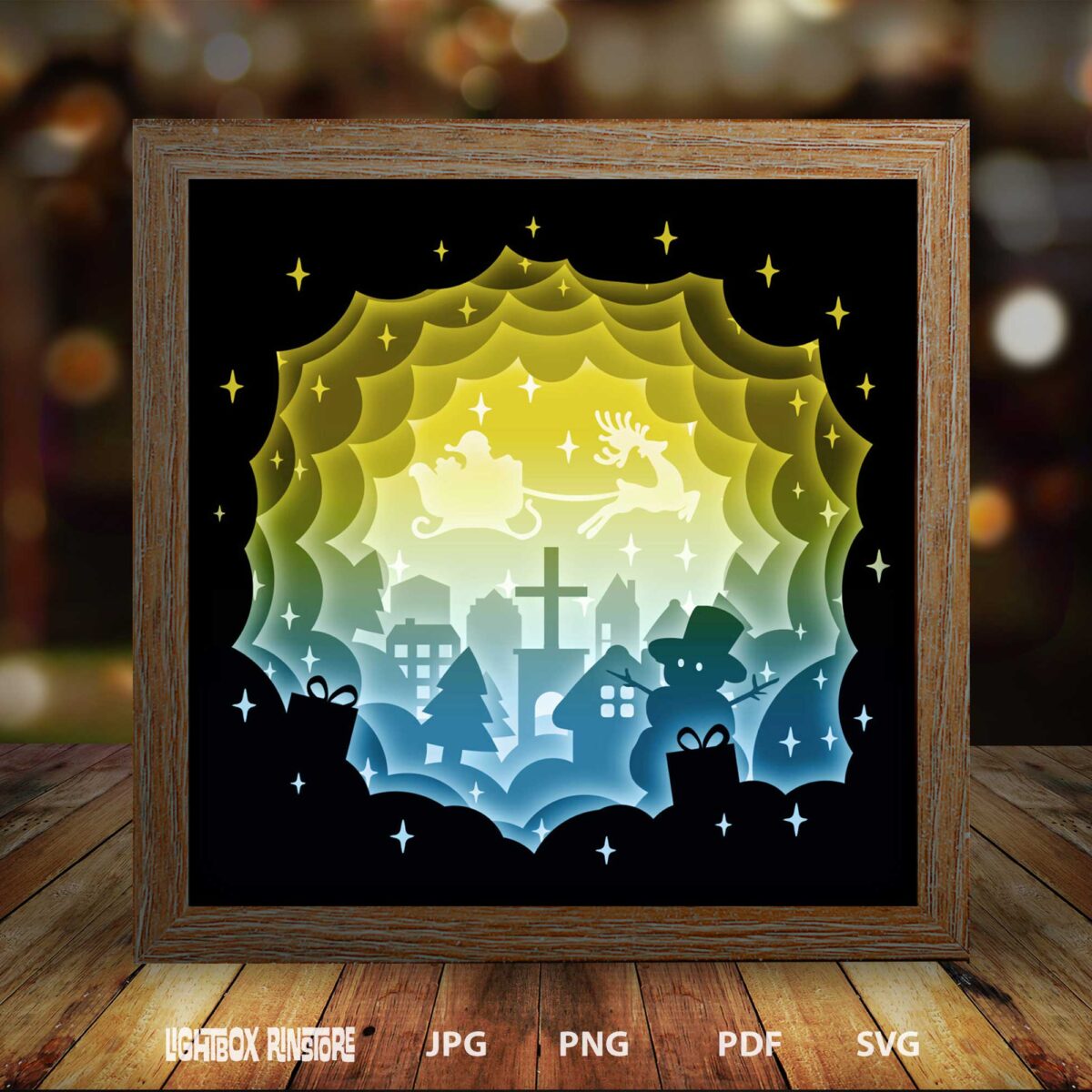 Christmas paper light box template, shadow box template, shadow box art ...