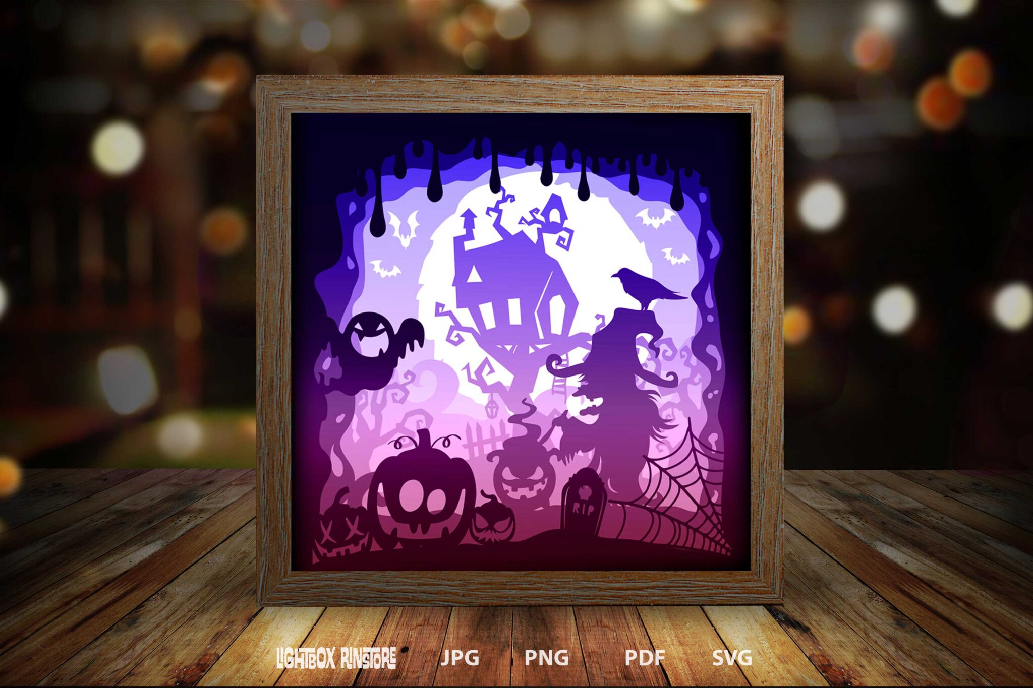 Halloween paper light box template, shadow box template, shadow box art ...