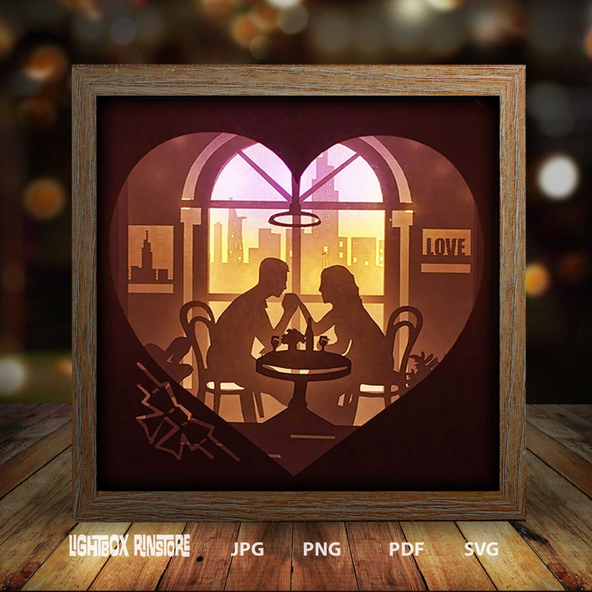 Wedding gifts, gifts for lover paper light box template, shadow box ...